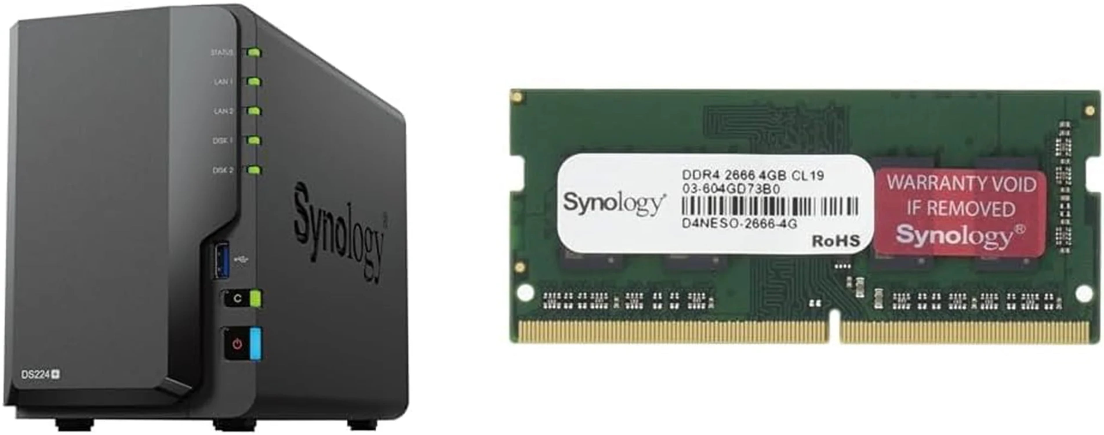 2-Bay Diskstation DS224+ (Diskless) SODIMM Non-Ecc RAM DDR4-2666 4GB (D4NESO-2666-4G) - Walmart.com