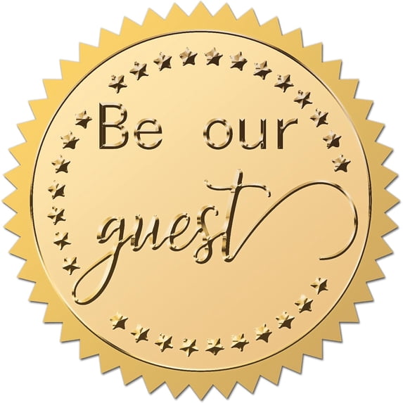 2" Be Our Guest Gold Invitation Stickers Self Adhesive Wedding Envelope ...