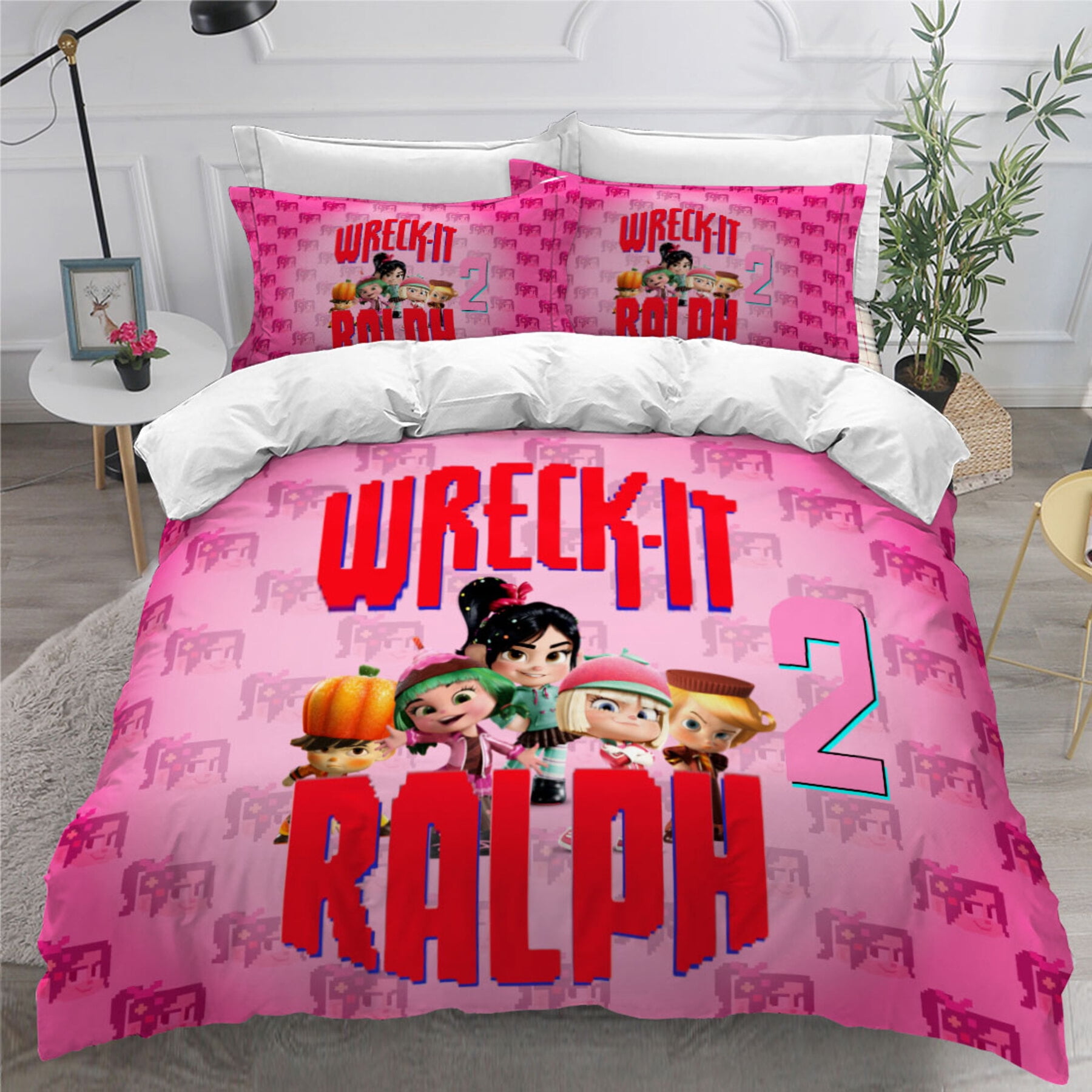 2 Bedding Set Whimsical Pink Pixel Art Friends - Walmart.com