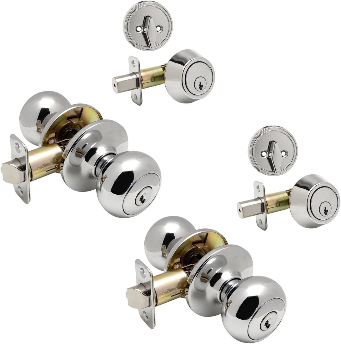 2 - Bedford Polished Chrome Entry Knob with Matching Single Cylinder ...