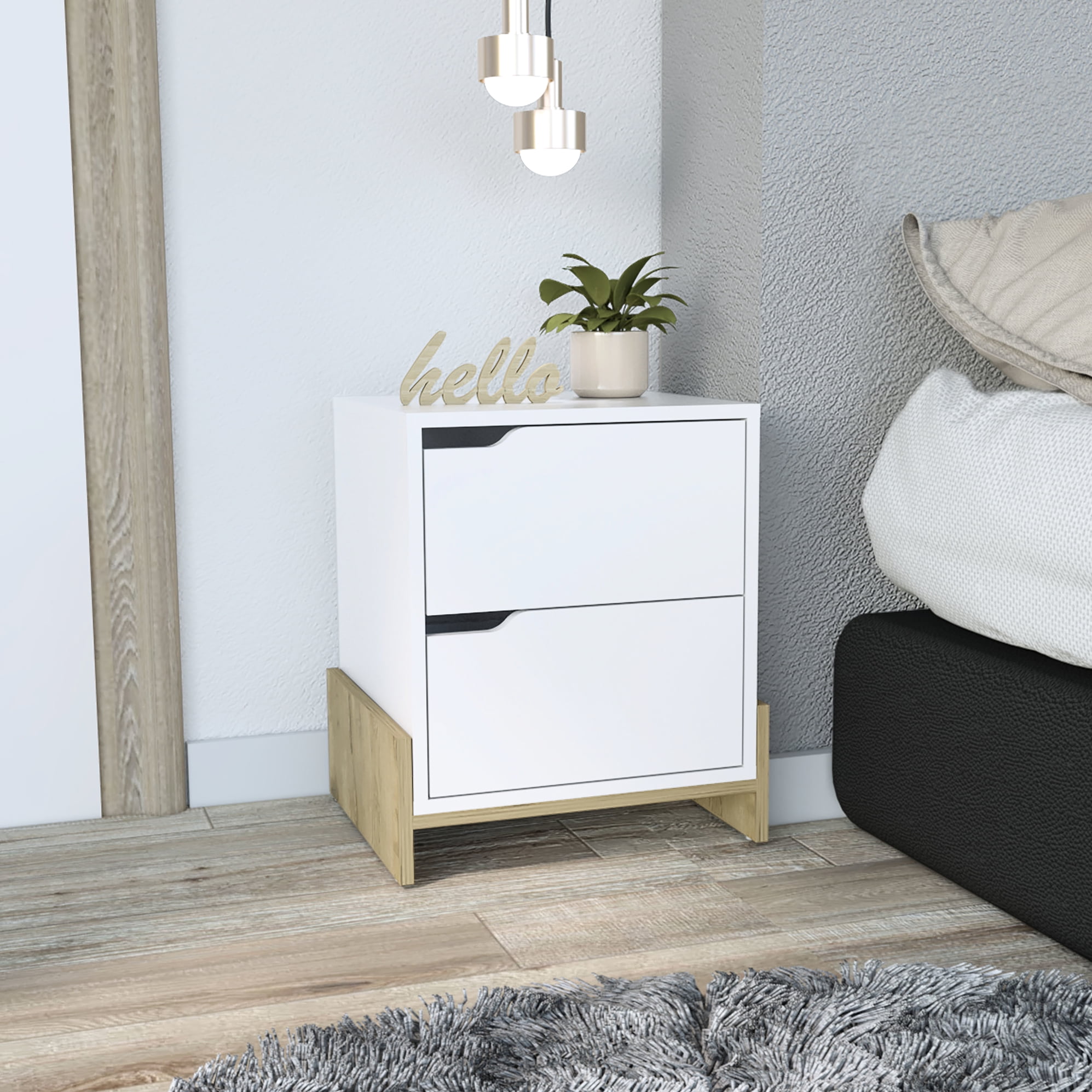 2 Bedside Table Nightstand, Bedroom Decoration Object, Ample Storage Area, 17"w X 14.6"d 19.9"h ...