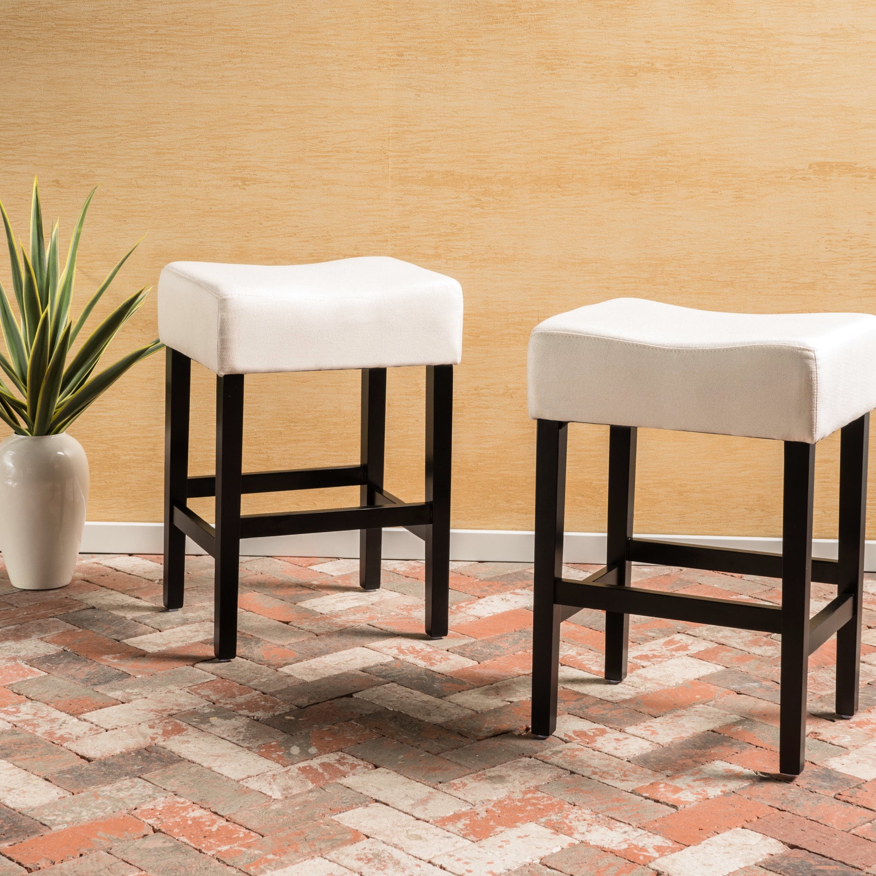2 Beige Bonded Leather Counter Height Stools - Bring Comfort and ...