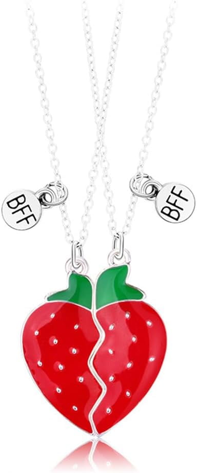 2 Best Friend Necklaces Cute Strawberry Matching BFF Necklace for 2 ...