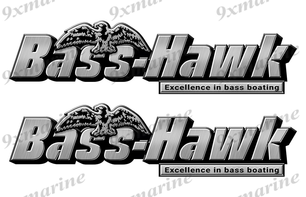 2 Big Bass Hawk Stickers - 16" long each. Replica Name Plate in Vinyl ...