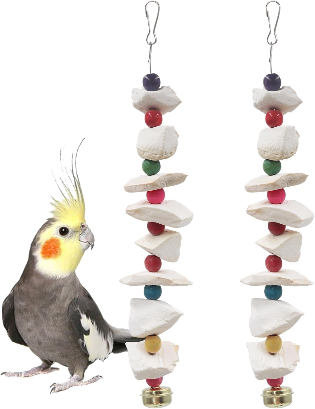 2 Bird with Cuttlebone, Parakeet , Bird Beak Stone, Cage Accessories ...
