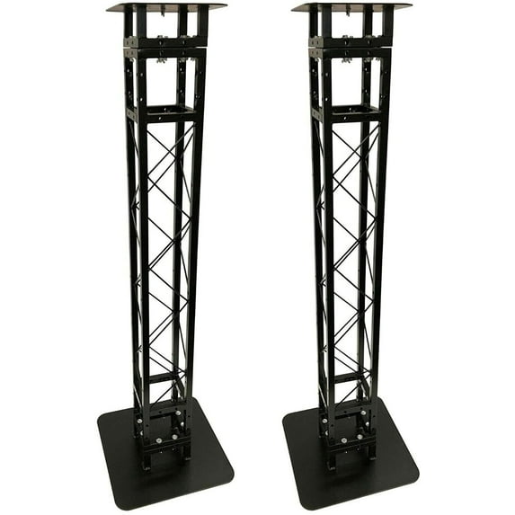 (2) Black 5.7 ft DJ Lighting Square Truss Light Weight Dual Totem ...