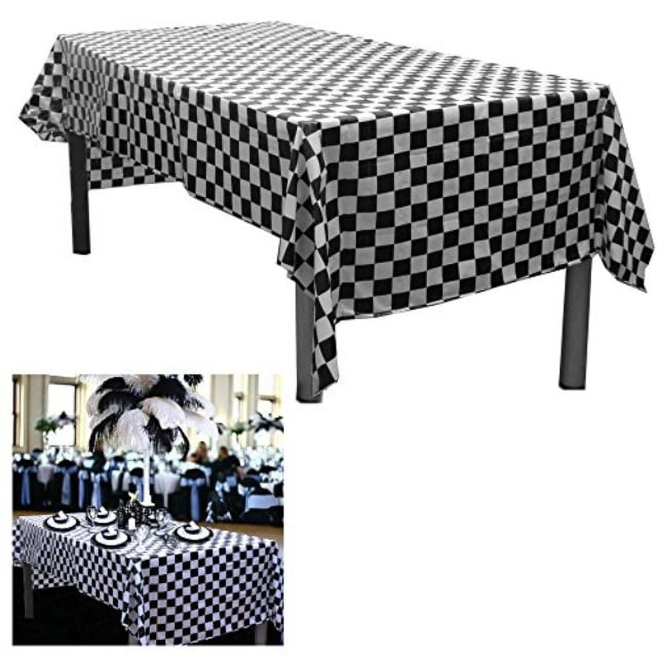 2 Black And White Checkered Plastic Tablecloths. Measures 54" X 108 ...