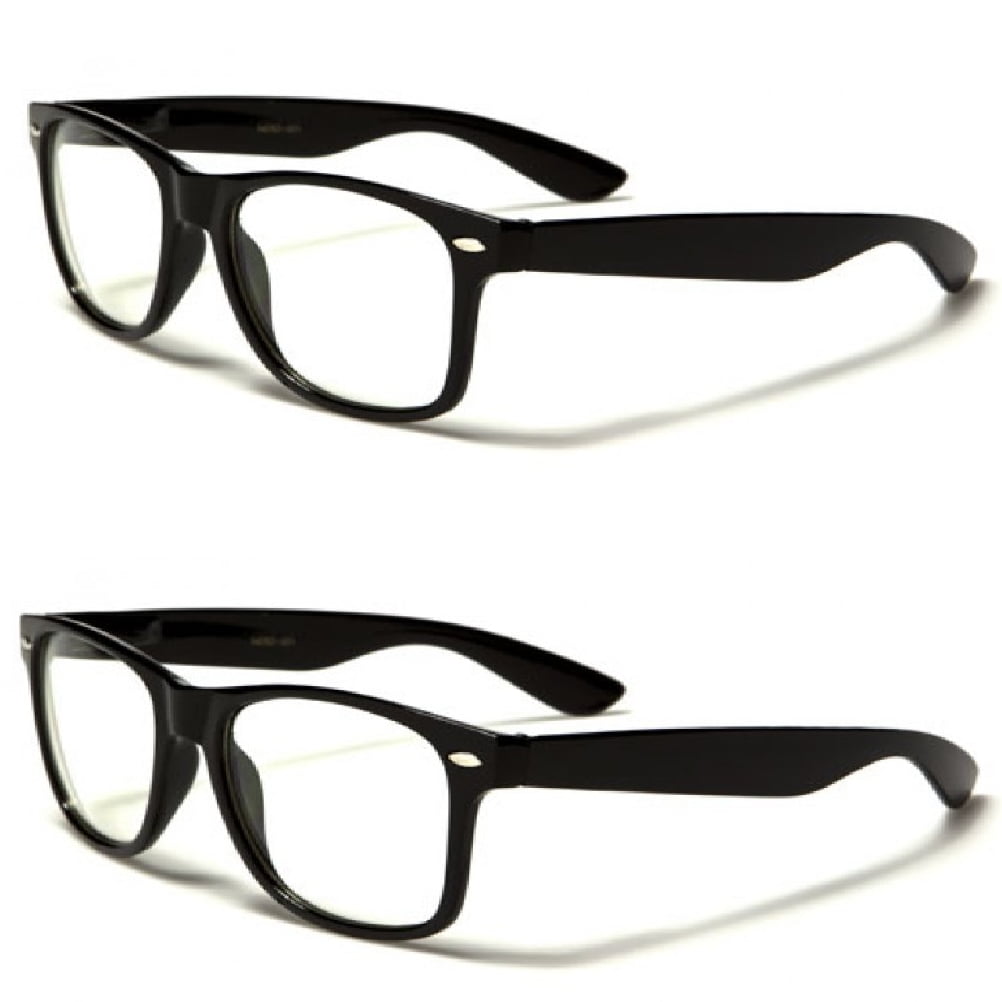 2 Black Frame Clear Lens Nerd Costume Glasses Free Shipping - Walmart.com