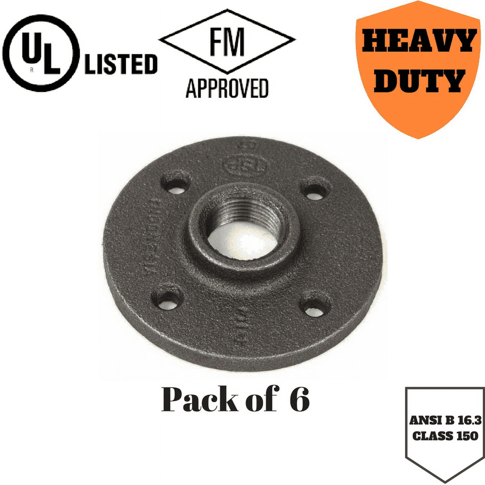 2" Black Malleable Iron Pipe Floor Flange Threaded Fittings Wall ...