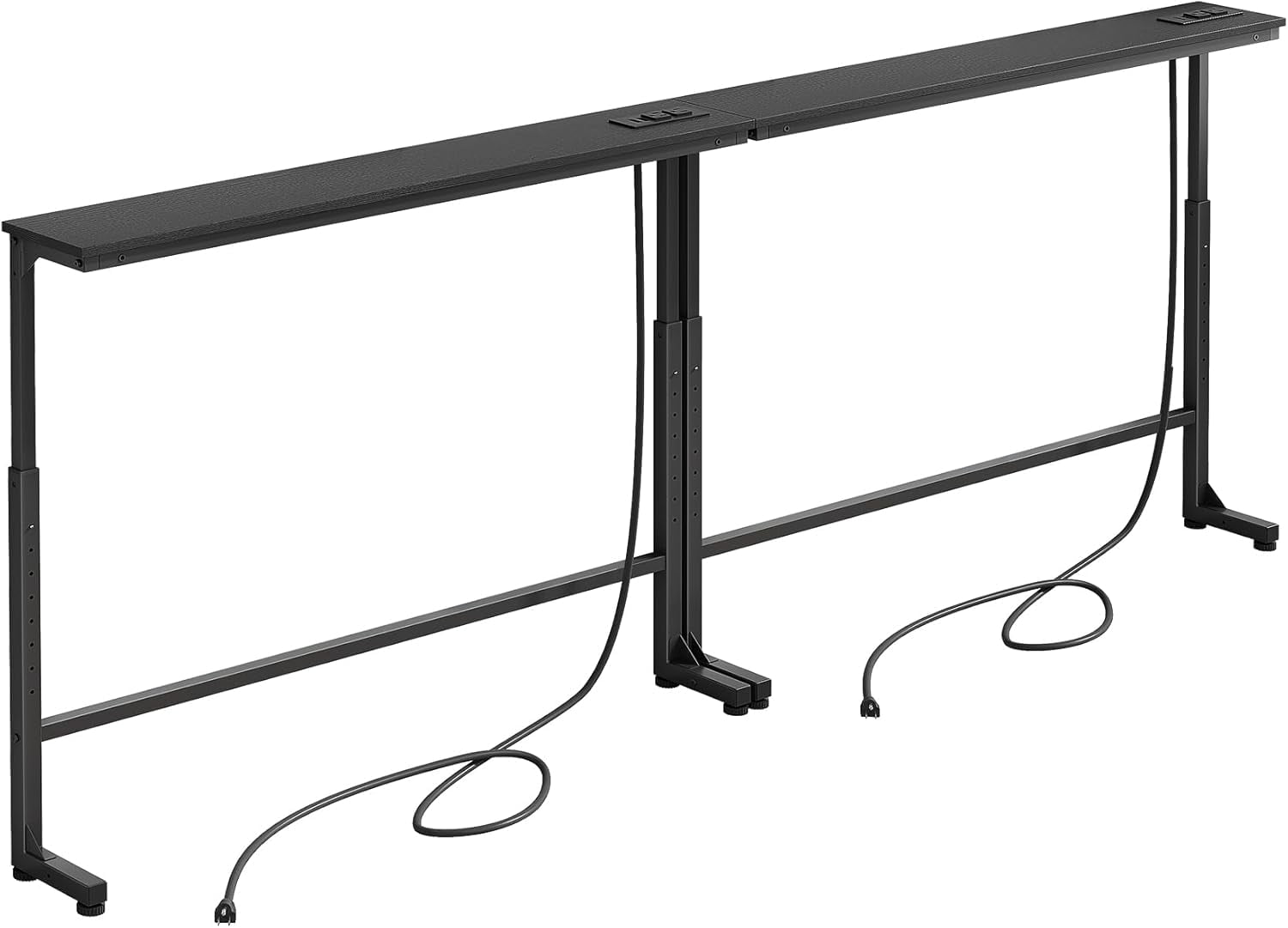 2- Black Narrow Console Table Behind Couch, Adjustable Height (25"-33 ...