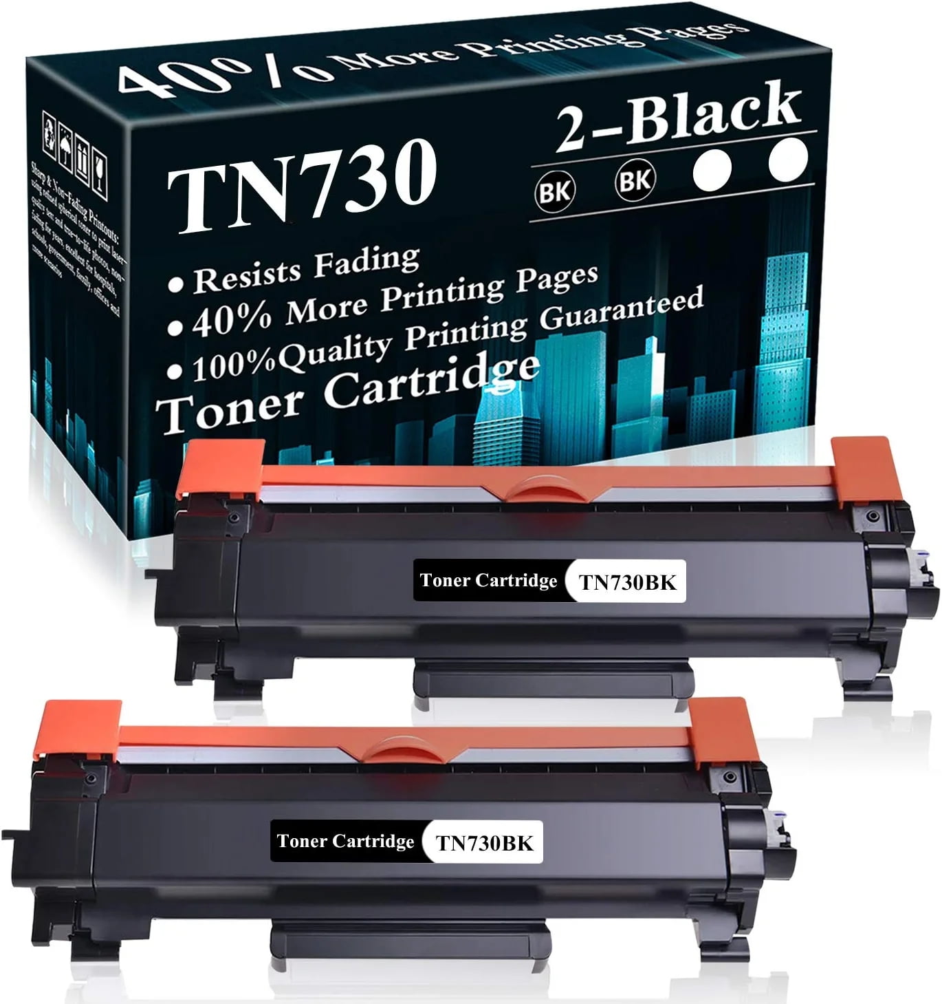 2 Black TN730 Toner Cartridge Replacement for Brother DCP-L2550DW MFC ...