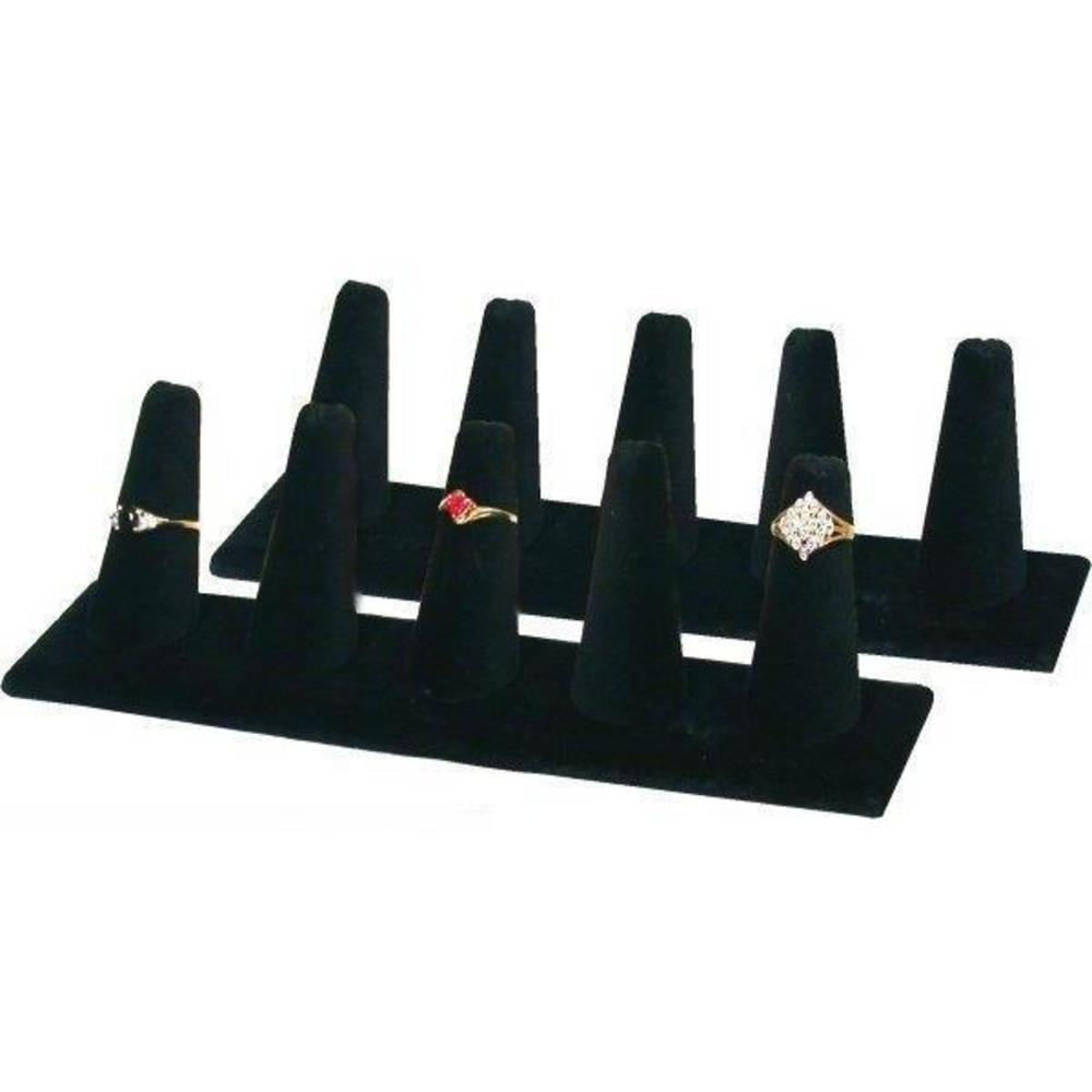 FindingKing Black Velvet 5 Ring Jewelry Holder, Countertop Displays ...