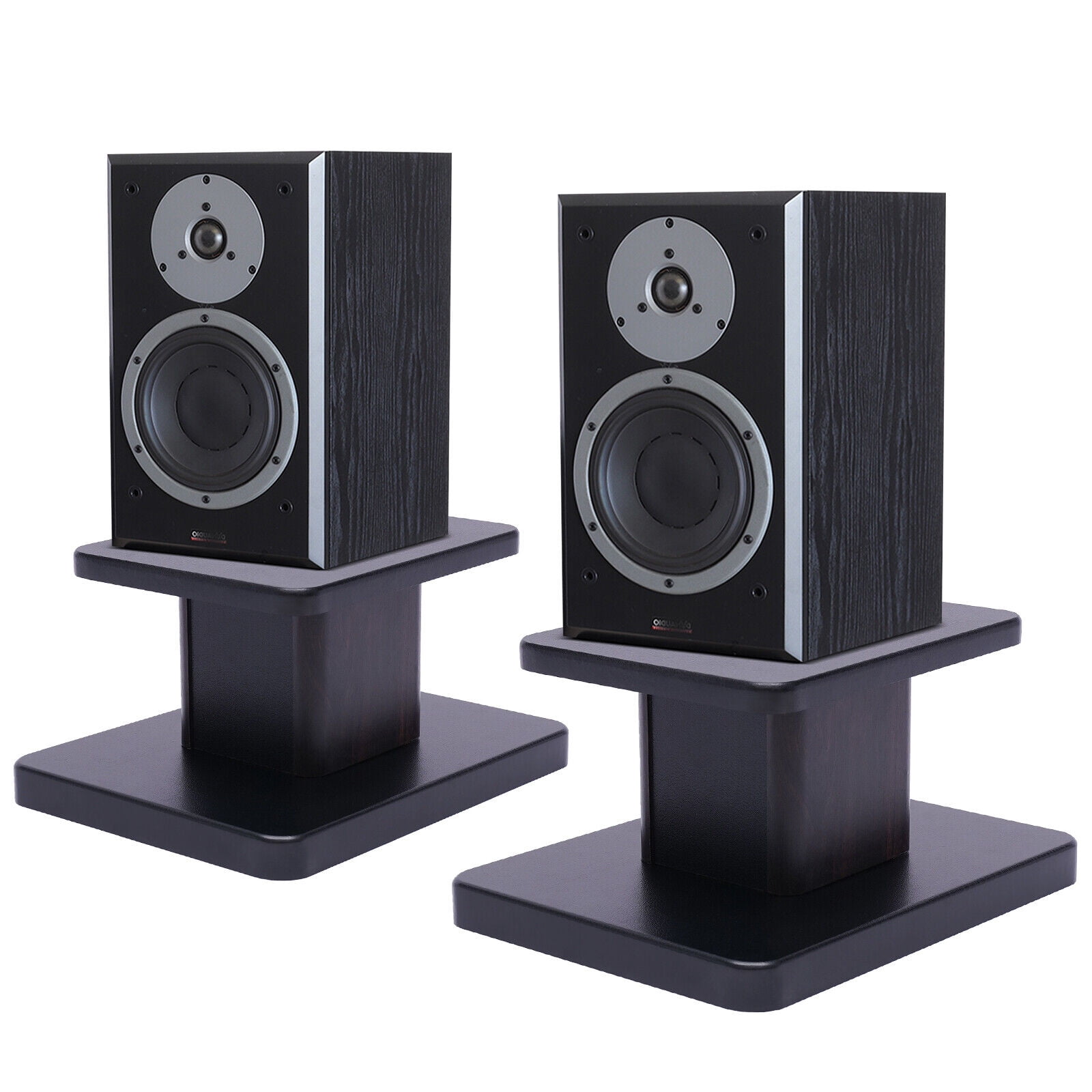 2× Black Walnut Speaker Stands Computer Studio Stand Desktop Speaker ...