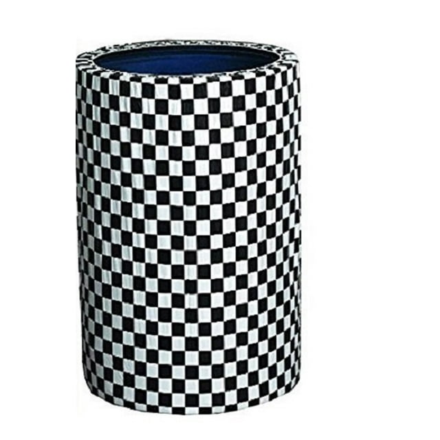 2 Black & White Checker Kwik-Covers 55 Gallon Custom Fit Garbage Trash ...