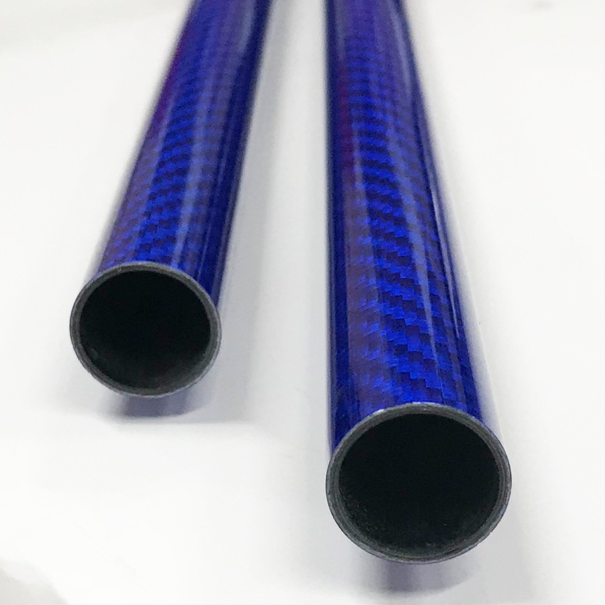2 Blue Carbon Kevlar Fiber Tubes - 25mm x 23mm x 1000mm - 3K Roll ...