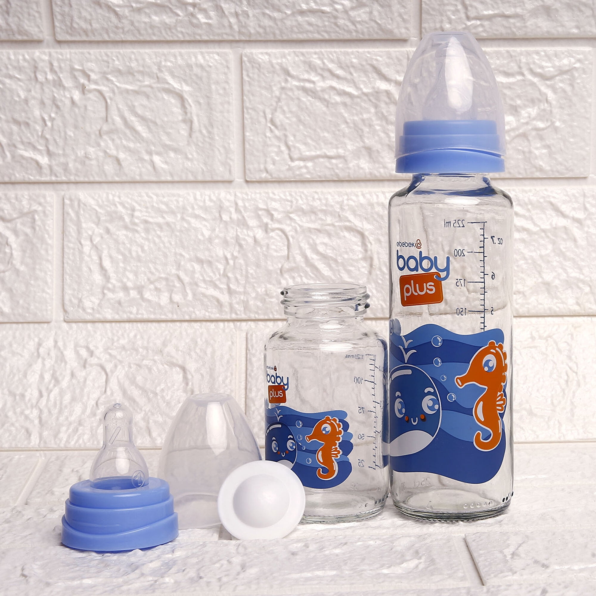 2 Blue Glass Baby Bottle Set - Walmart.com