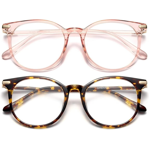2 Blue Light Blocking Glasses, Retro Round Eyewear Frame Anti Computer ...