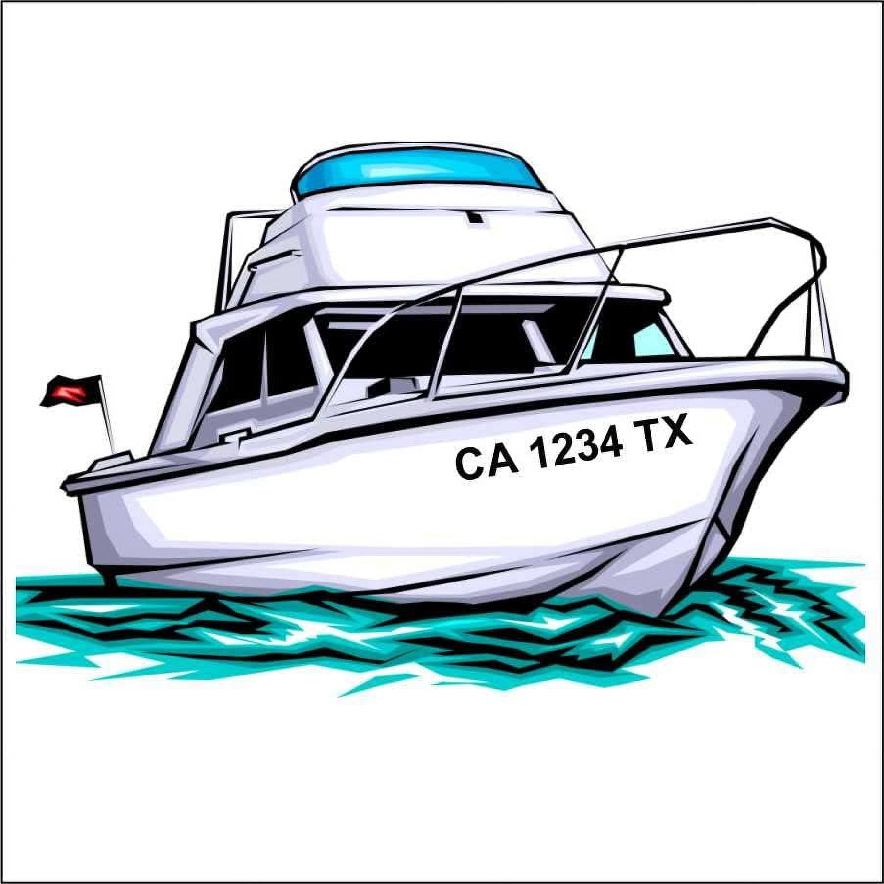 2 Boat Jet Ski Registration Number Decals Vinyl Sticker PWC Lettering 3 ...