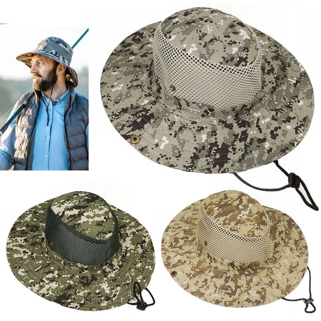 2 Boonie Bucket Hat Outdoor Fishing Hunting Snap Brim Mesh Digital Camo ...