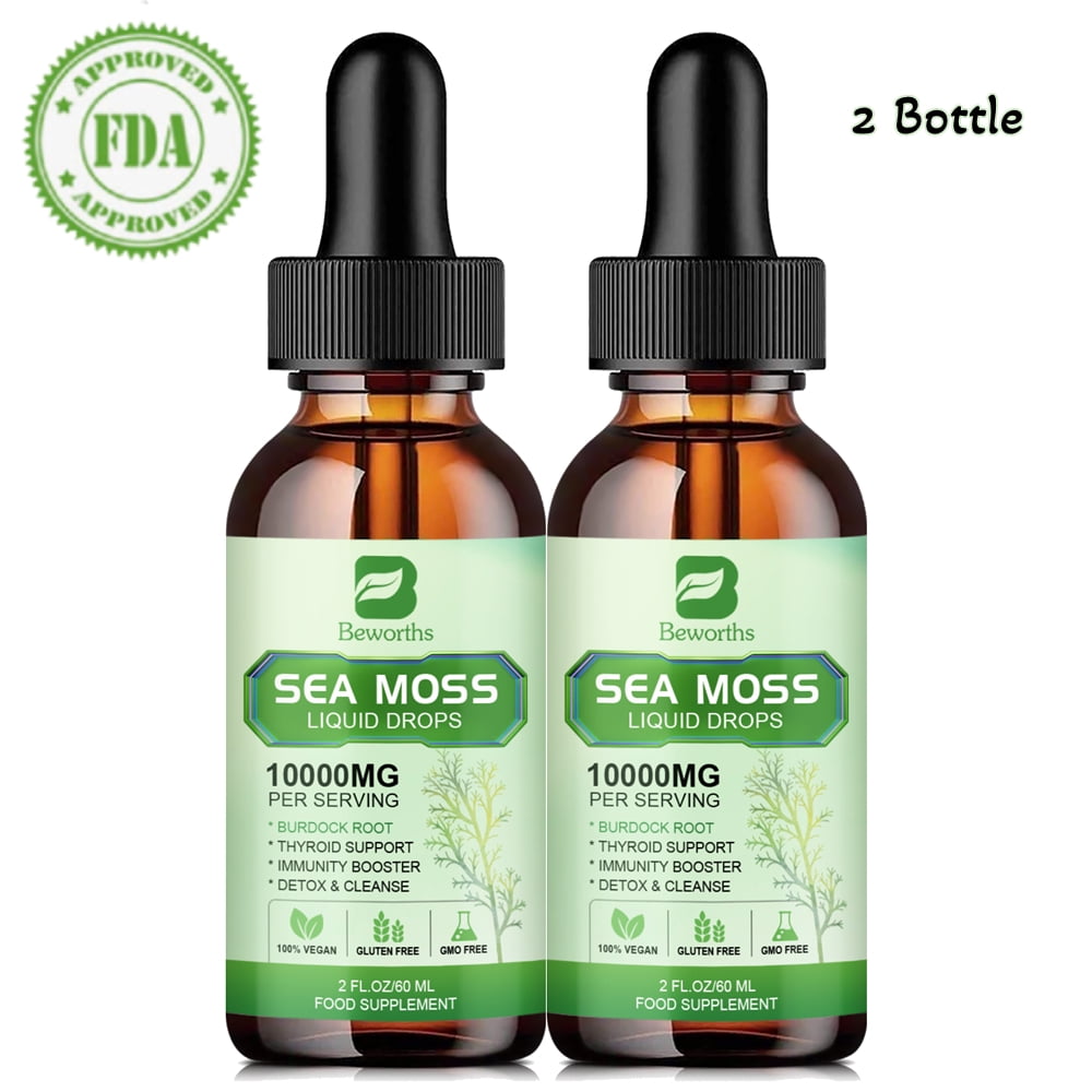 Beworths Organic Irish Sea Moss Liquid Drops 10000mg, Burdock Root ...
