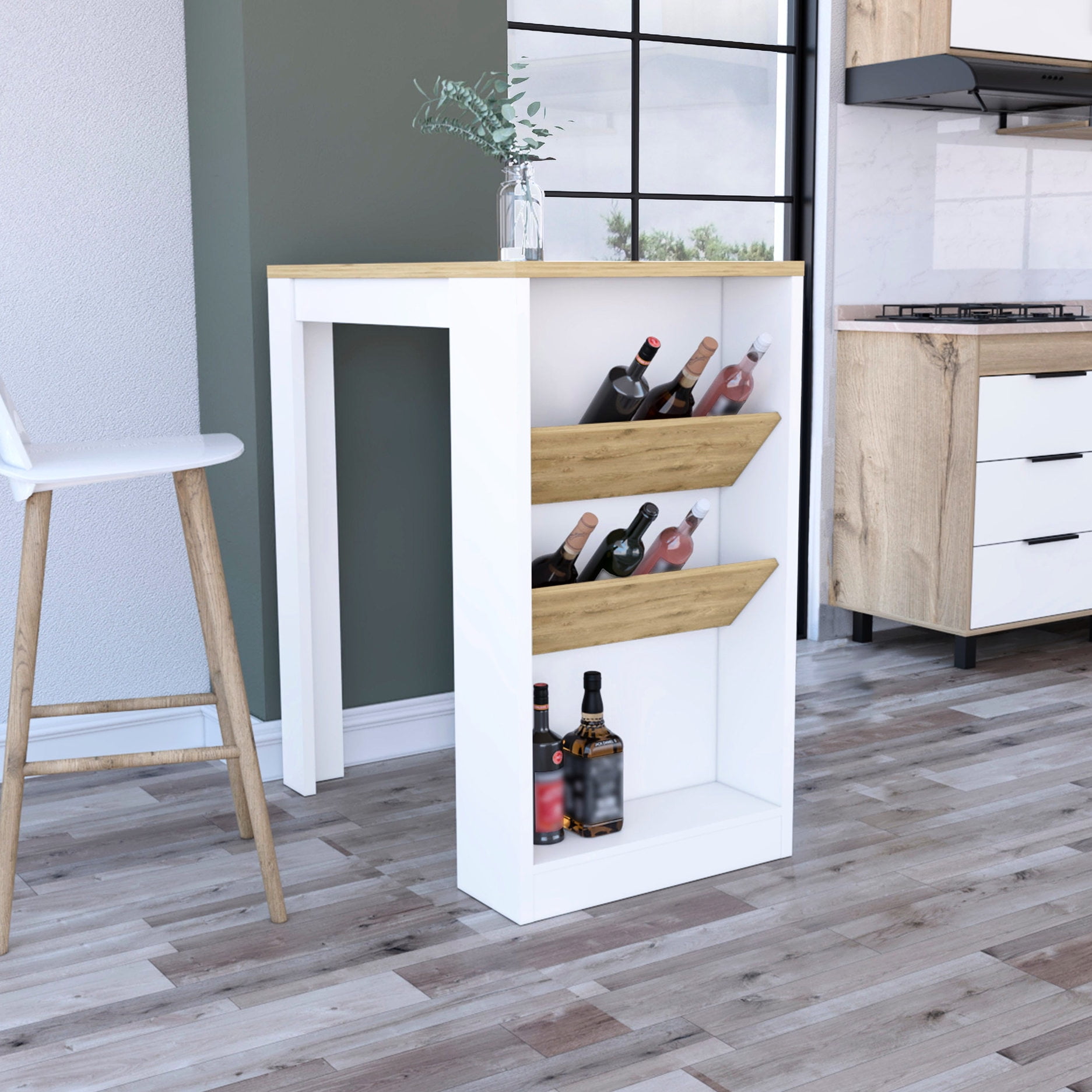 2-Bottle Shelf Kitchen Island | Can Be Used as a Table and Side Table ...