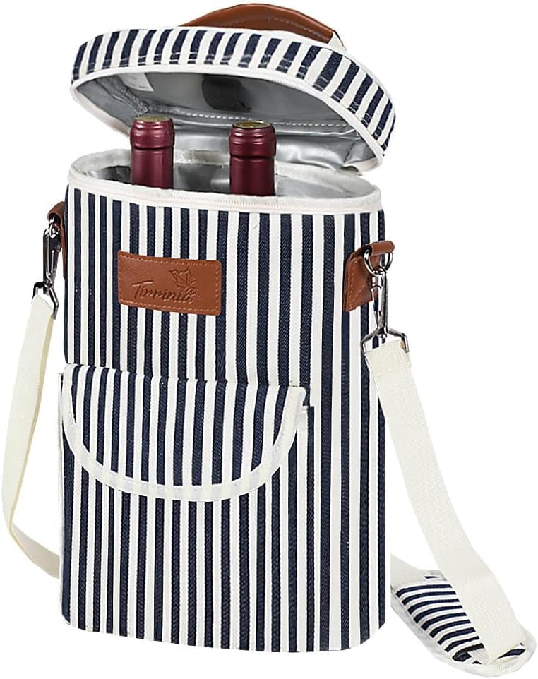 2 Bottle Wine Gift Tote Carrier - Leakproof & Insulated with large ...