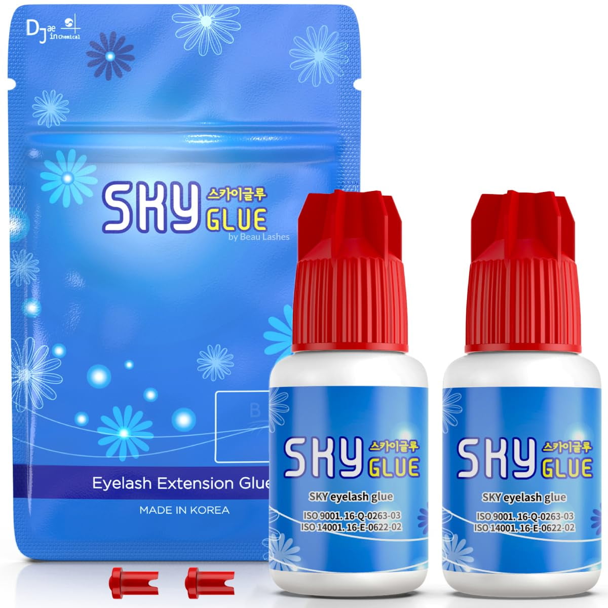 2 Bottles Sky Glue for Eyelash Extensions S+ | Super Strong Black Lash ...