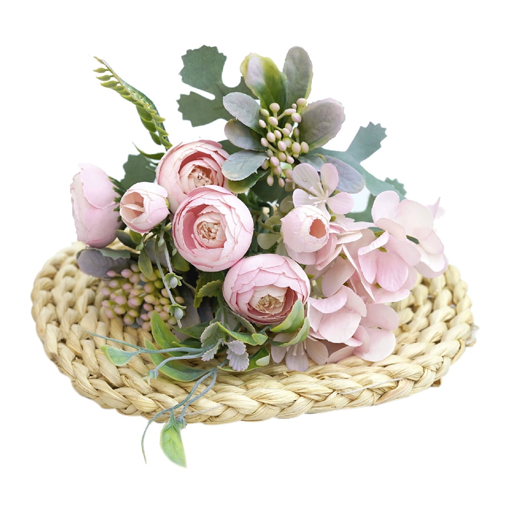 2 Bouquet Artificial Flowers Bouquets, Camellia Artificial Silk Flowers ...