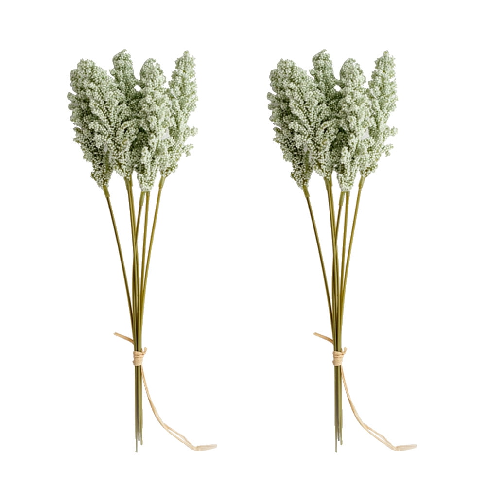 2 Bouquet of Green Artificial Plants Wheat Decoration Grain Flower ...