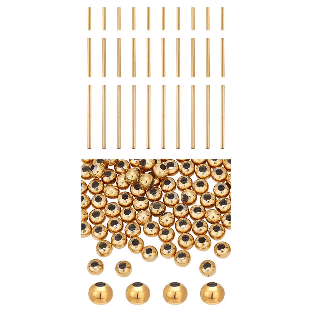 2 Box 100Pcs Golden Plated Round Bead Loose Ball Bead 6mm Smooth Round ...