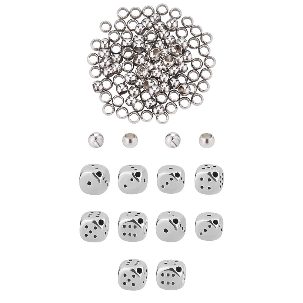 2 Box 10pcs Dice Spacer Beads Stainless Steel Beads Metal Square Loose ...