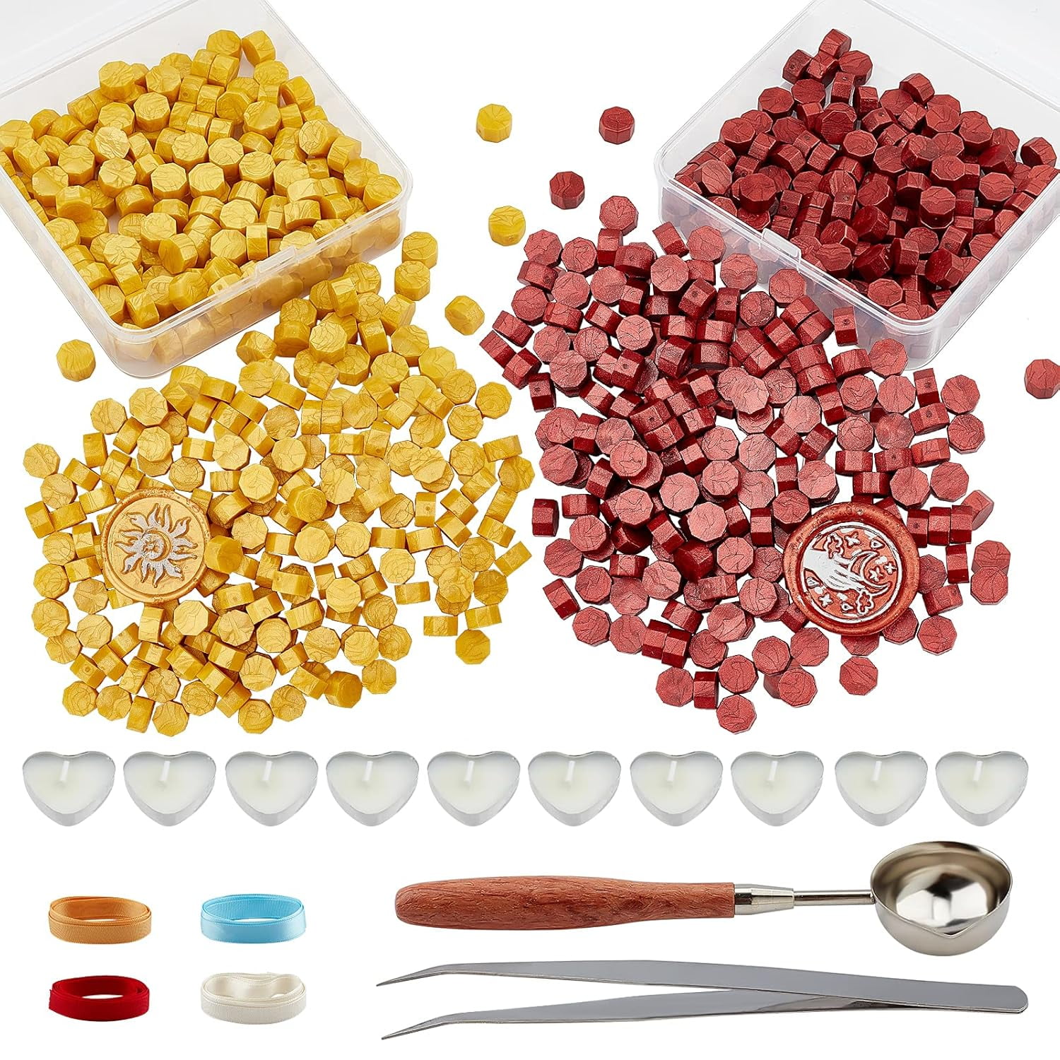 2 Box 360pcs 2 Colors Sealing Wax Beads Kit with 1pc Wax Spoon4 Colors ...
