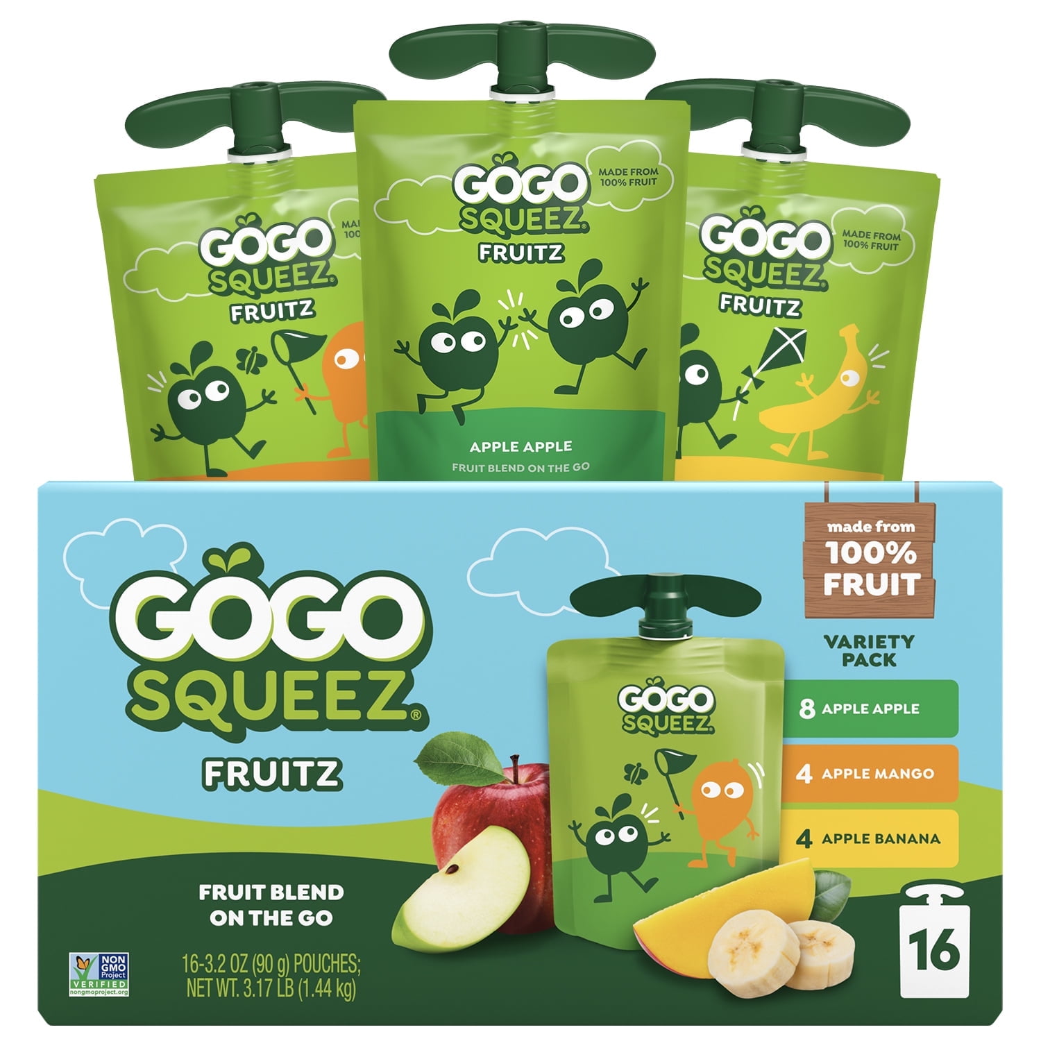 ( 2 Box ) GoGo squeeZ Applesauce & Fruit Puree, Apple Apple, Apple ...