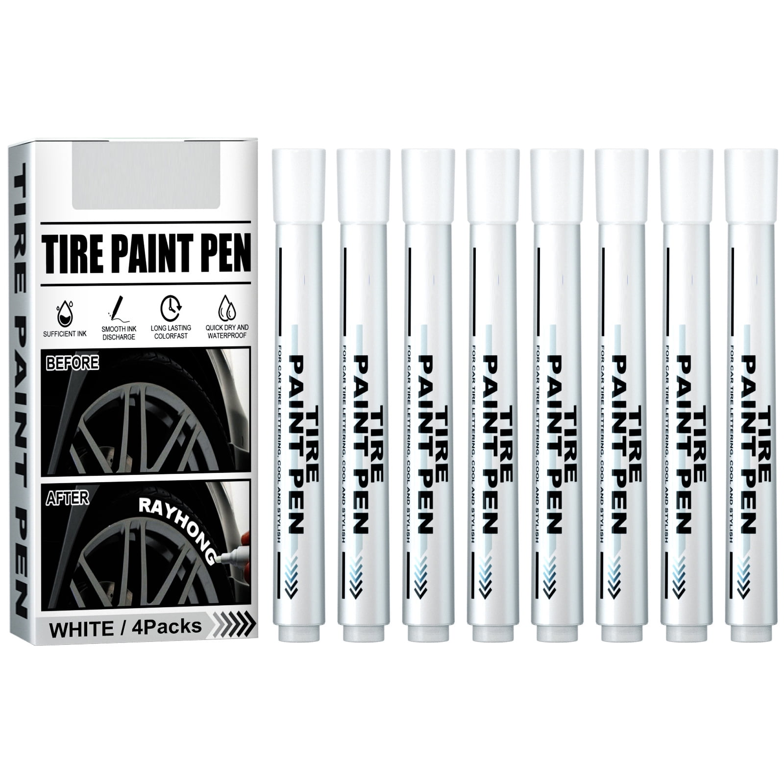 2 Box Tire Paint Pens Bright Waterproof Markers for Car Tires Permanent ...
