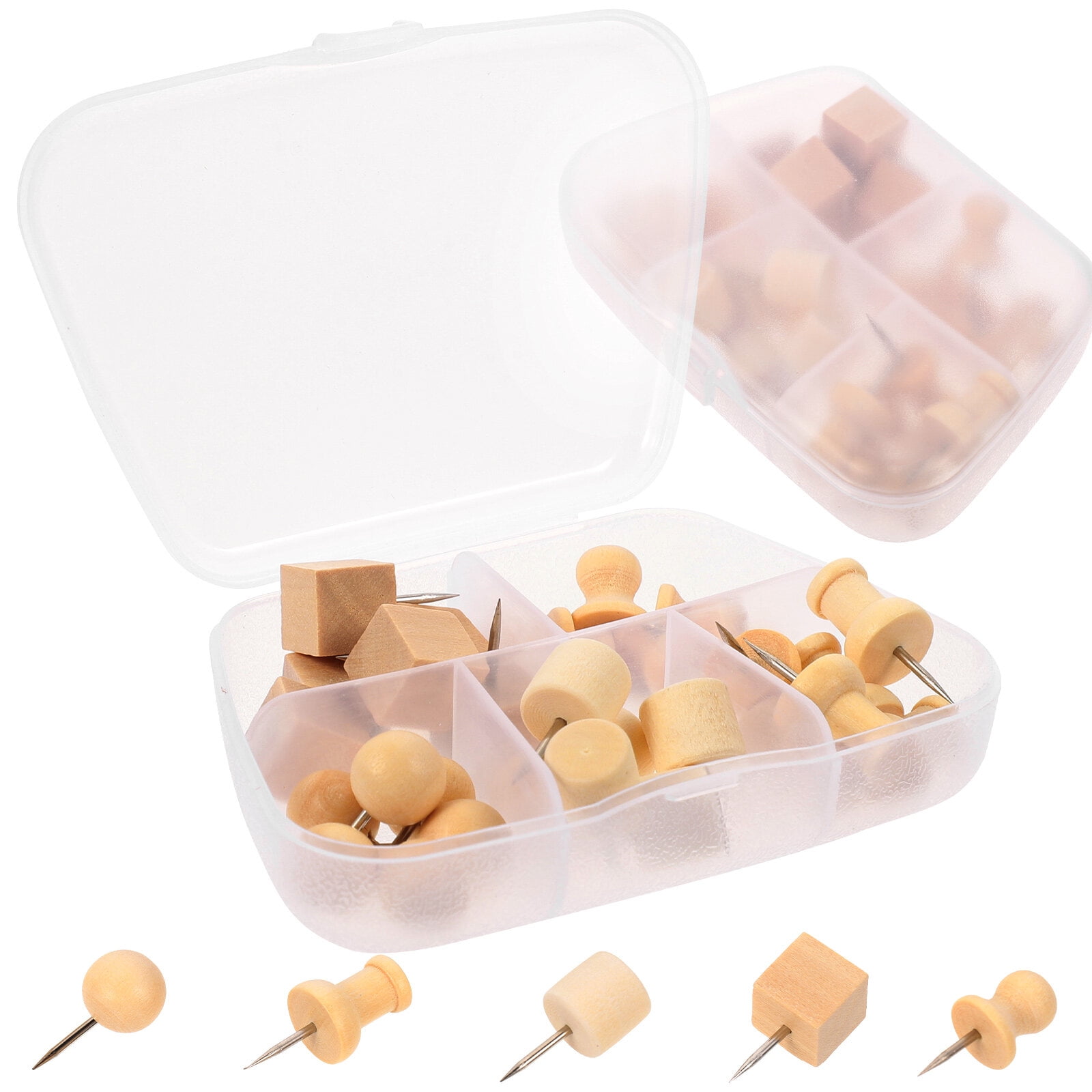 2 Box of Wood Push Pins Drawing Pins Thumb Tacks Wooden Map Pins for ...