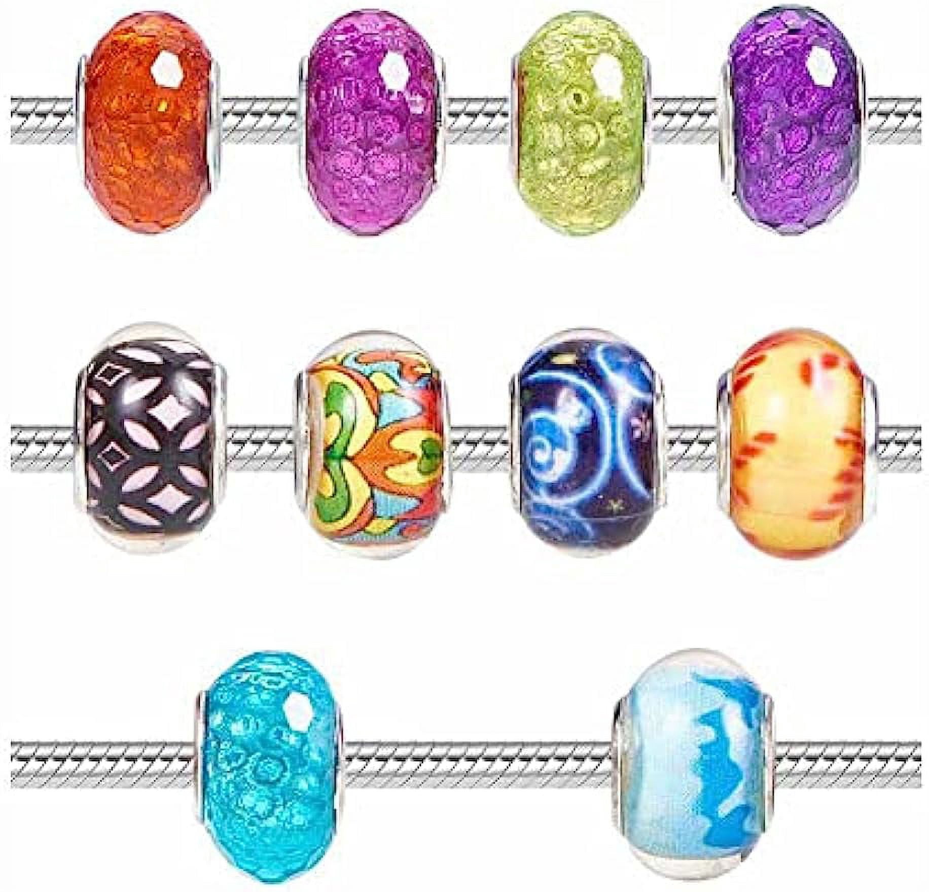 2 Boxes 100PCS 14mm Mixed Color Acrylic European Beads Silver Tone ...