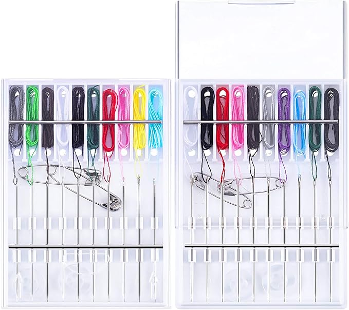 2 Boxes (20 Pieces) Pre Threaded Needle Kit Assorted Color (White Box ...