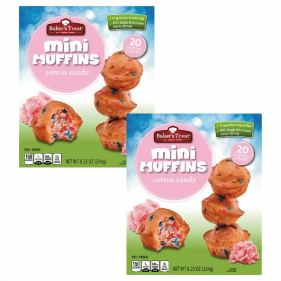 2 Boxes Baker's Treat Cotton Candy Muffins, 20 Pack - Walmart.com