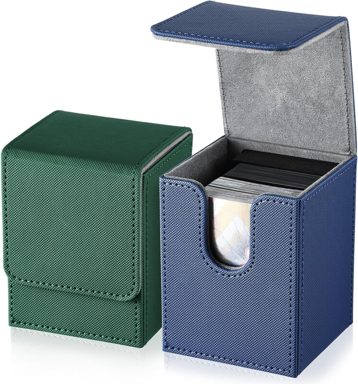 2 Boxes Leather Deck Card Boxes Large Size Fit 100 Plus Sleeved Cards ...