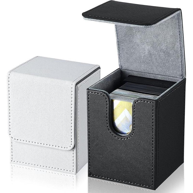 2 Boxes Leather Deck Card Boxes Large Size Fit 100 Plus Sleeved Cards ...