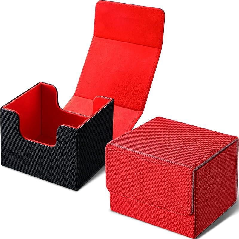 2 Boxes Leather Deck Card Boxes Large Size Fit 100 Plus Sleeved Cards ...