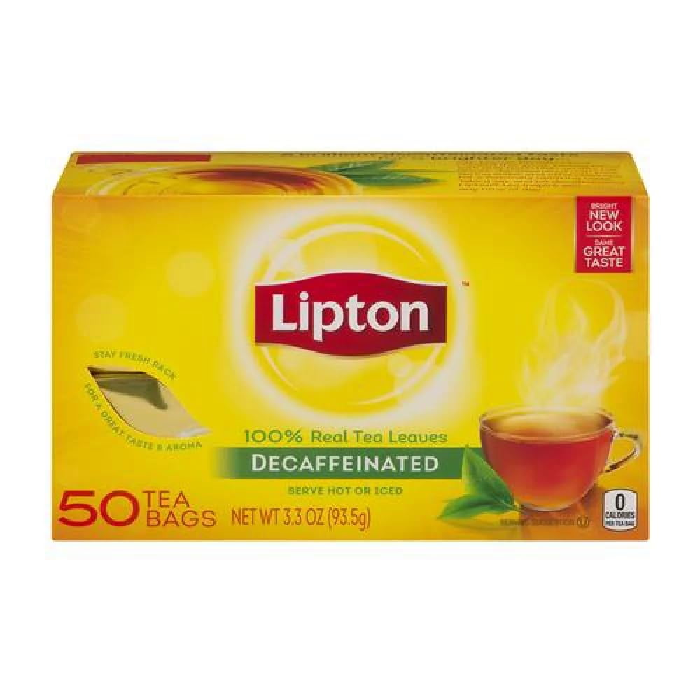 (2 Boxes) Lipton Decaffeinated Black Tea Bags, 50 Ct (Pack of 2 ...