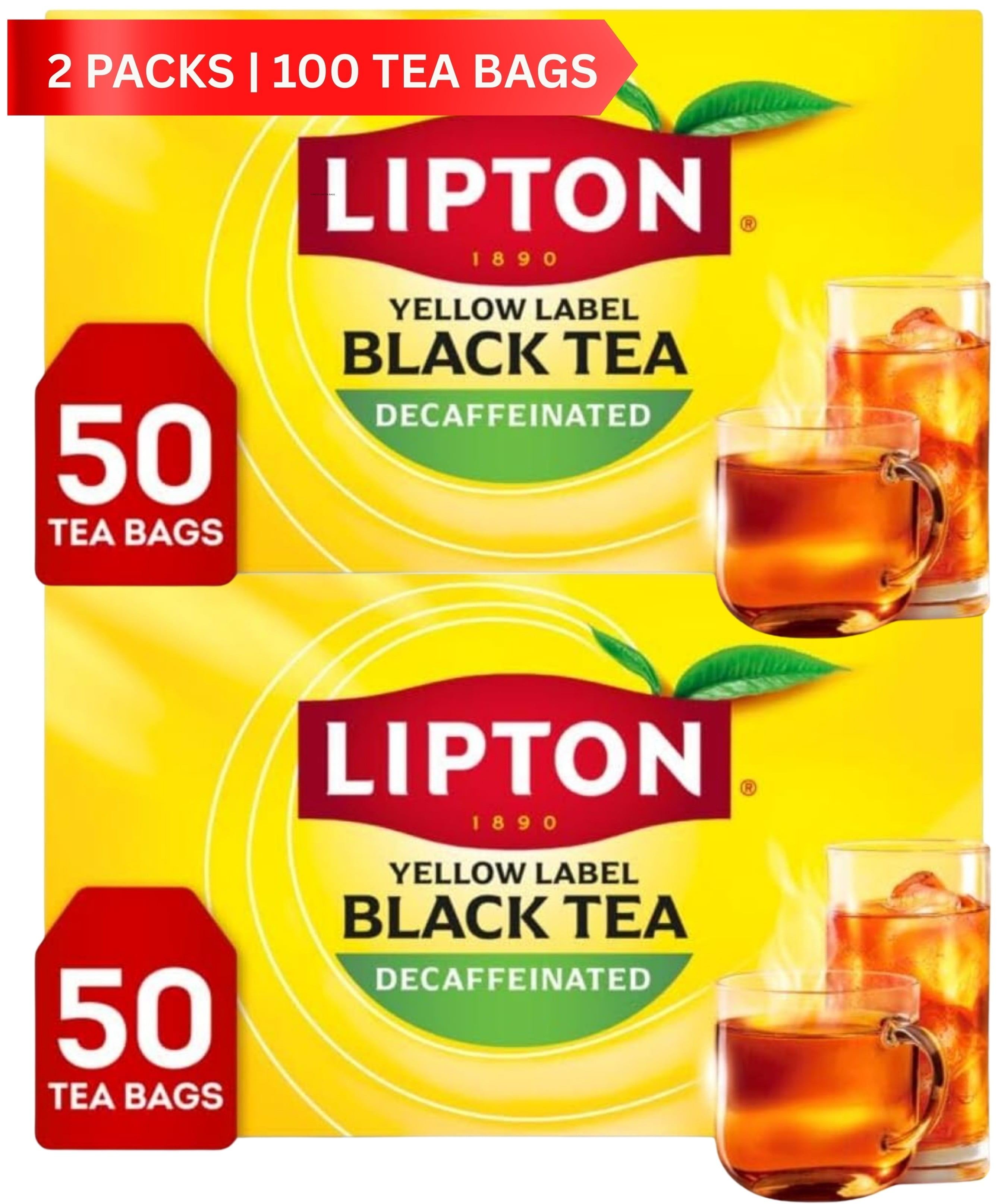 Lipton Decaf Black Tea Bags, Caffeine-Free Hot or Iced Tea, 50 Count ...