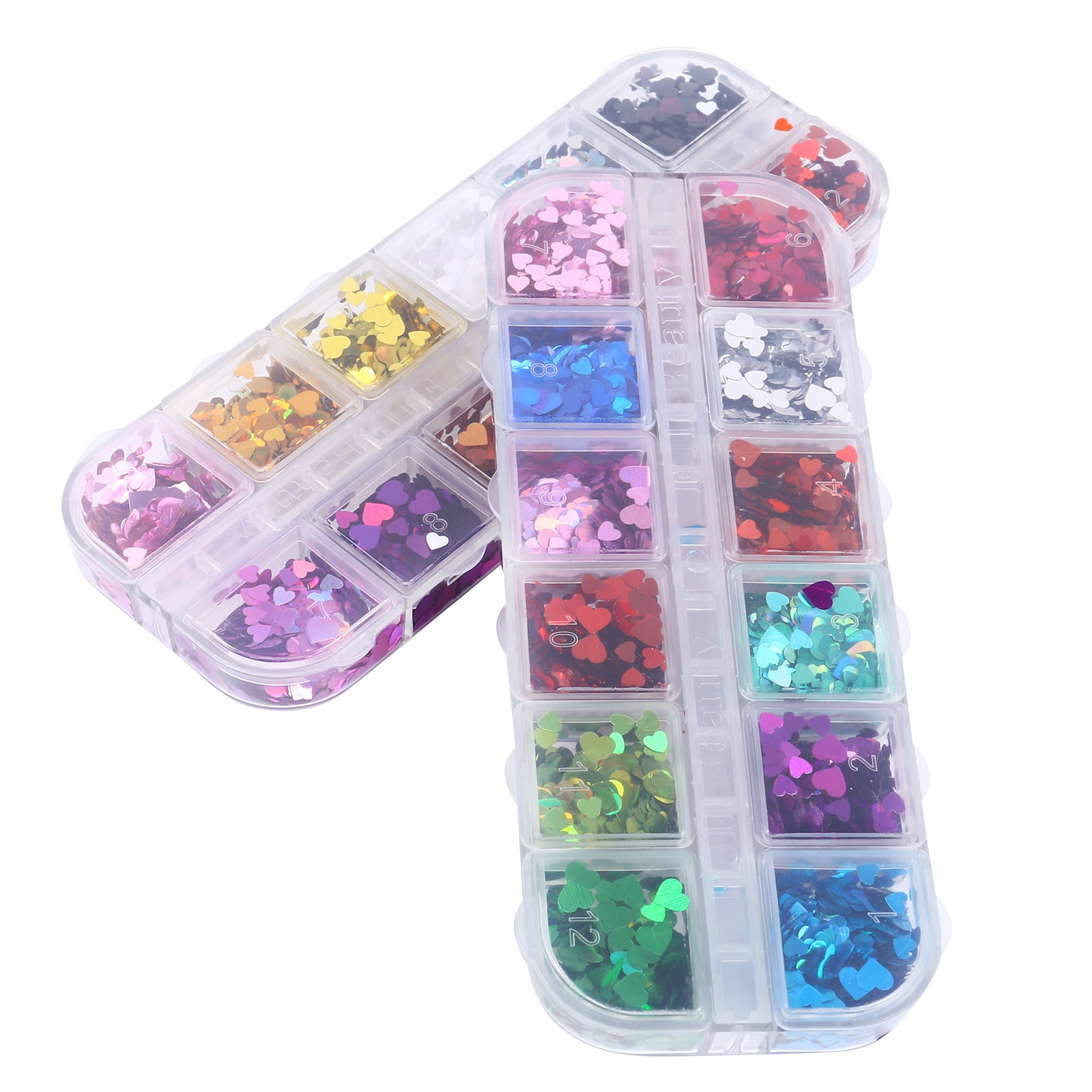 2 Boxes Nail Art Heart-Shaped Sequins Love Manicure Stickers Decor ...