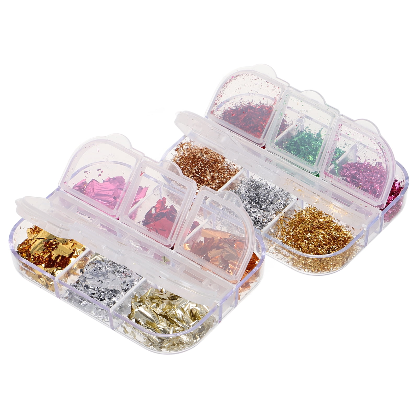 2 Boxes Nail Foil Flakes Multi Grids Holographic Nail Art Paillette ...