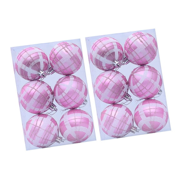 2 Boxes Tartan Christmas Ornament 6cm Plastic Decorations For Tree ...