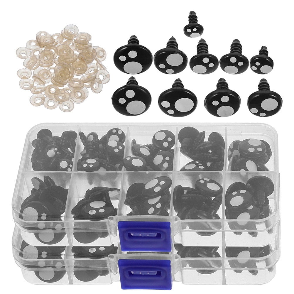 Plastic Craft Eyes for DIY Dolls and Projects Black Color 2 Boxes ...