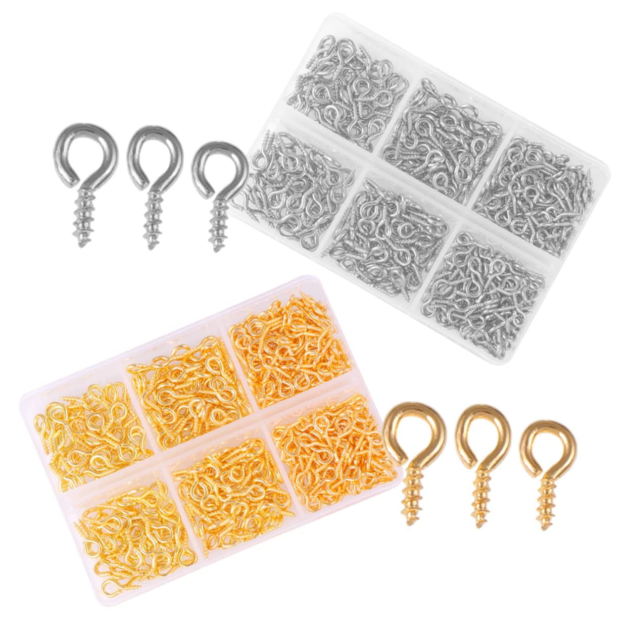 2 Boxes of DIY Pendant Making Iron Self Tapping Screw Eye Bolts Small ...