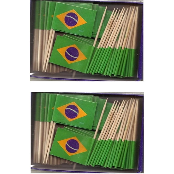 2 Boxes of Mini Brazil Toothpick Flags, 200 Small Brazilian Flag ...