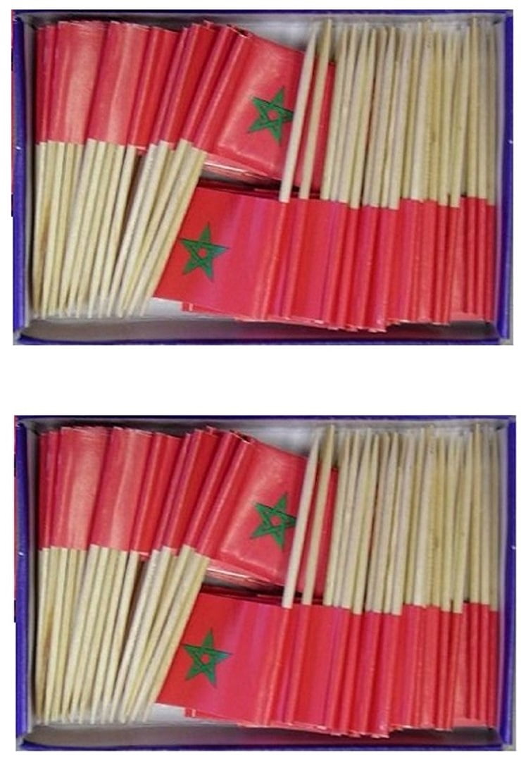 2 Boxes of Mini Morocco Toothpick Flags, 200 Small Moroccan Flag ...